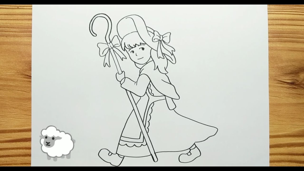HOW TO DRAW LITTLE BO PEEP Easy - YouTube