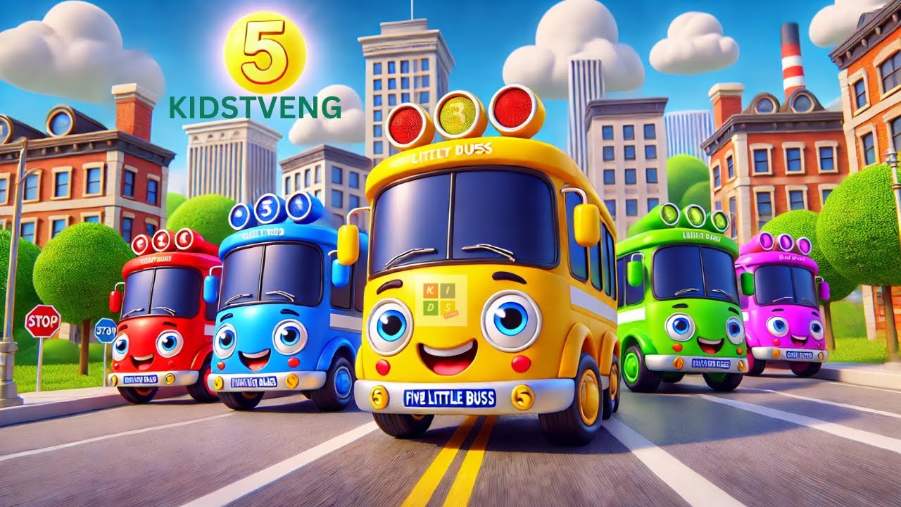 Five Little Buses | Yellow School Bus | Baby Bus Doo Doo Doo | Nursery ...