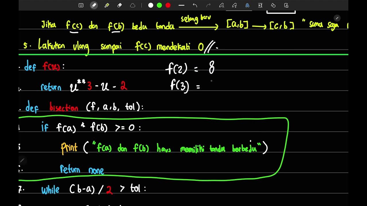 Komputasi Numerik | Kode Program Metode Bagi Dua (Bisection Method) - YouTube