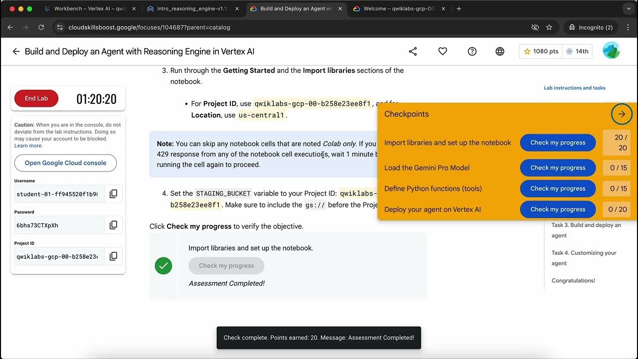 Build and Deploy an Agent with Reasoning Engine in Vertex AI | GSP1268 - YouTube