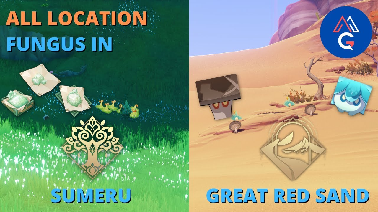 ALL LOCATION FUNGUS/JAMUR IN SUMERU AND GREAT RED SAND OR ROUTE FARMING ...