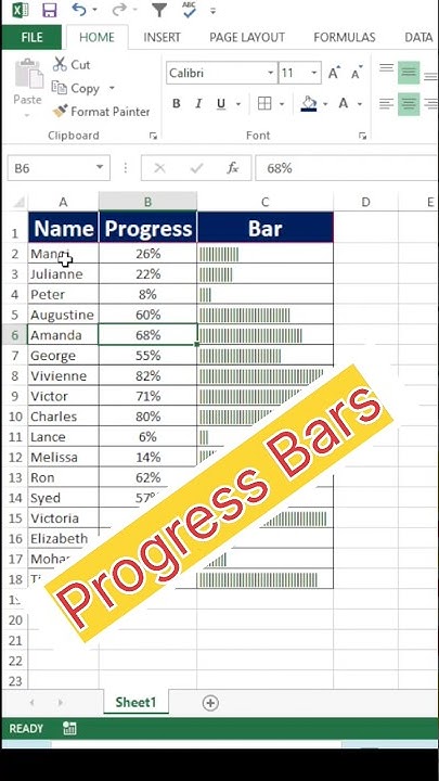 Excel REPT Function: Create Dynamic Progress Bars for Data Visualization#shorts - YouTube