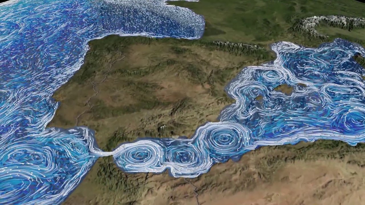 Ocean Current Flows around the Mediterranean Sea and Atlantic - YouTube