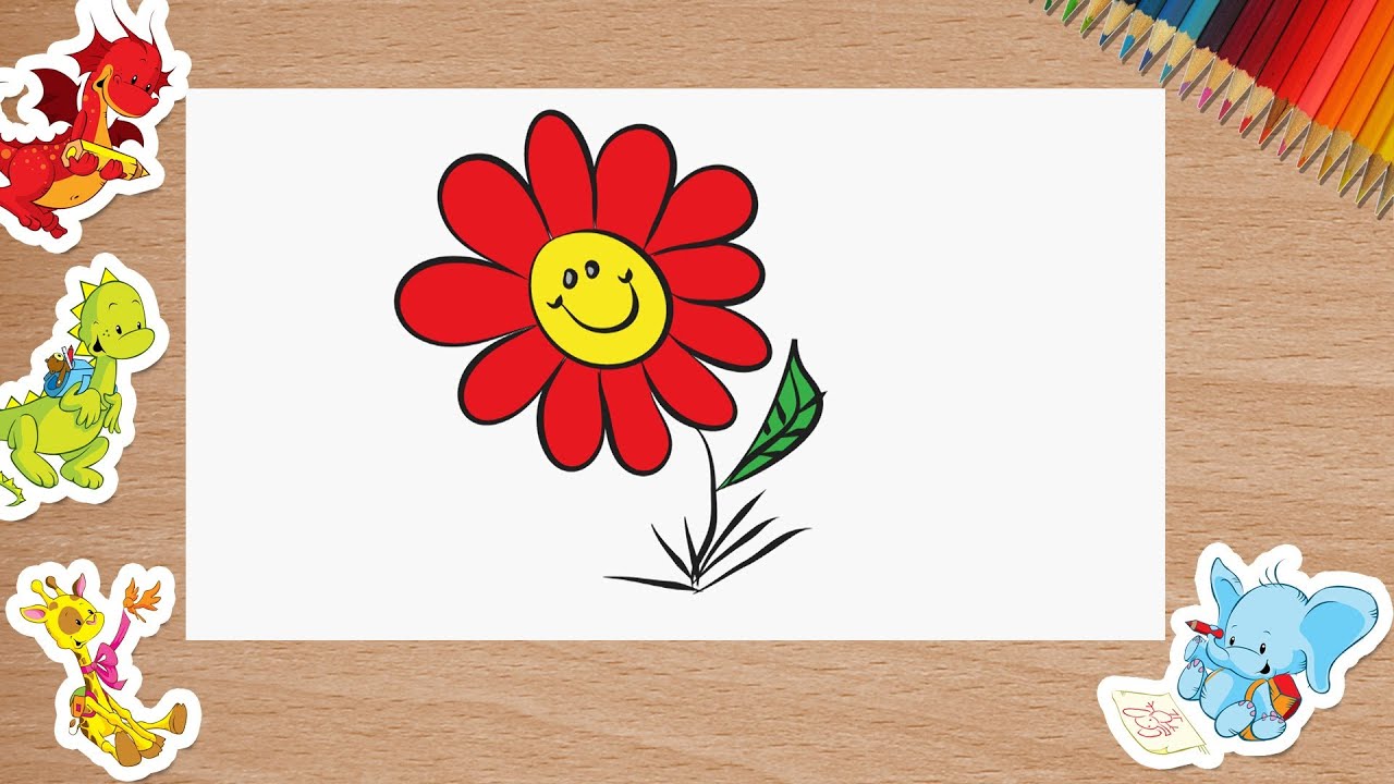 Drawing for Children - How to draw a flower (Episode 1) - YouTube