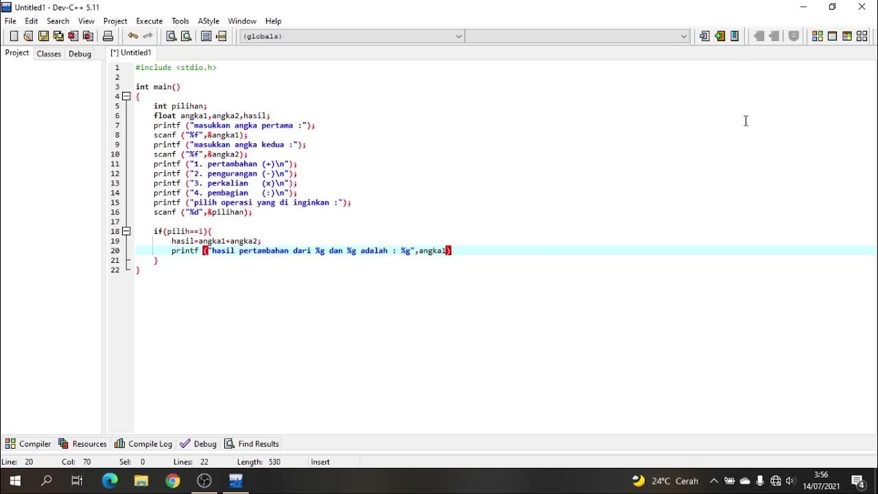 Program Kalkulator sederhana di Dev-C++ - YouTube
