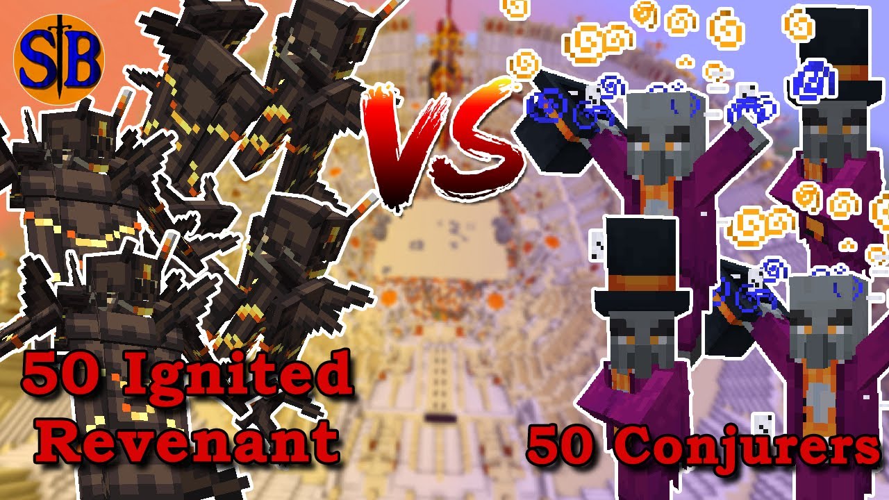 50 Ignited Revenant vs 50 Conjurers | Minecraft Mob Battle - YouTube