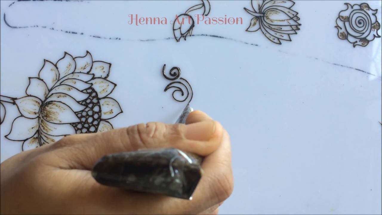embellishment 10 :learn various lotus and swirls for reverse mehendi ...
