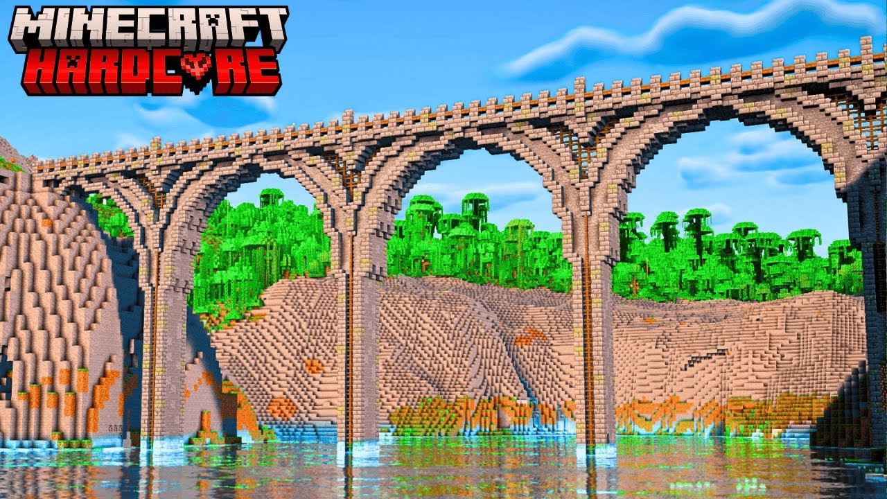 I Built a HUGE Bridge in REAL Hardcore Minecraft - YouTube