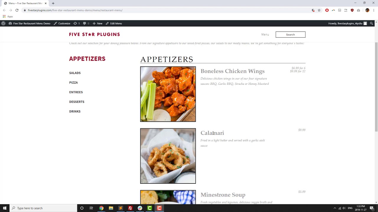 Five-Star Restaurant Menu Premium Features - WordPress Plugin - YouTube