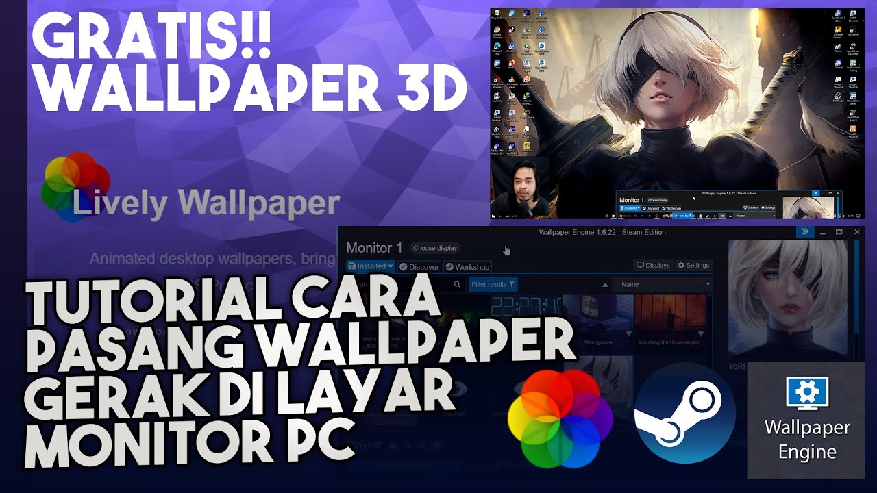 TUTORIAL CARA PASANG WALLPAPER GERAK DI LAYAR MONITOR PC GRATIS!! - YouTube