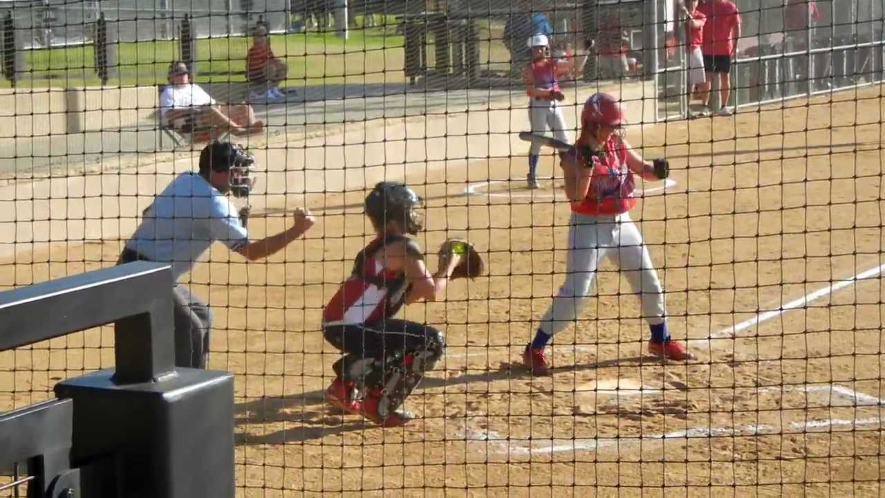 12U Fastpitch Catcher Framing a pitch in - YouTube