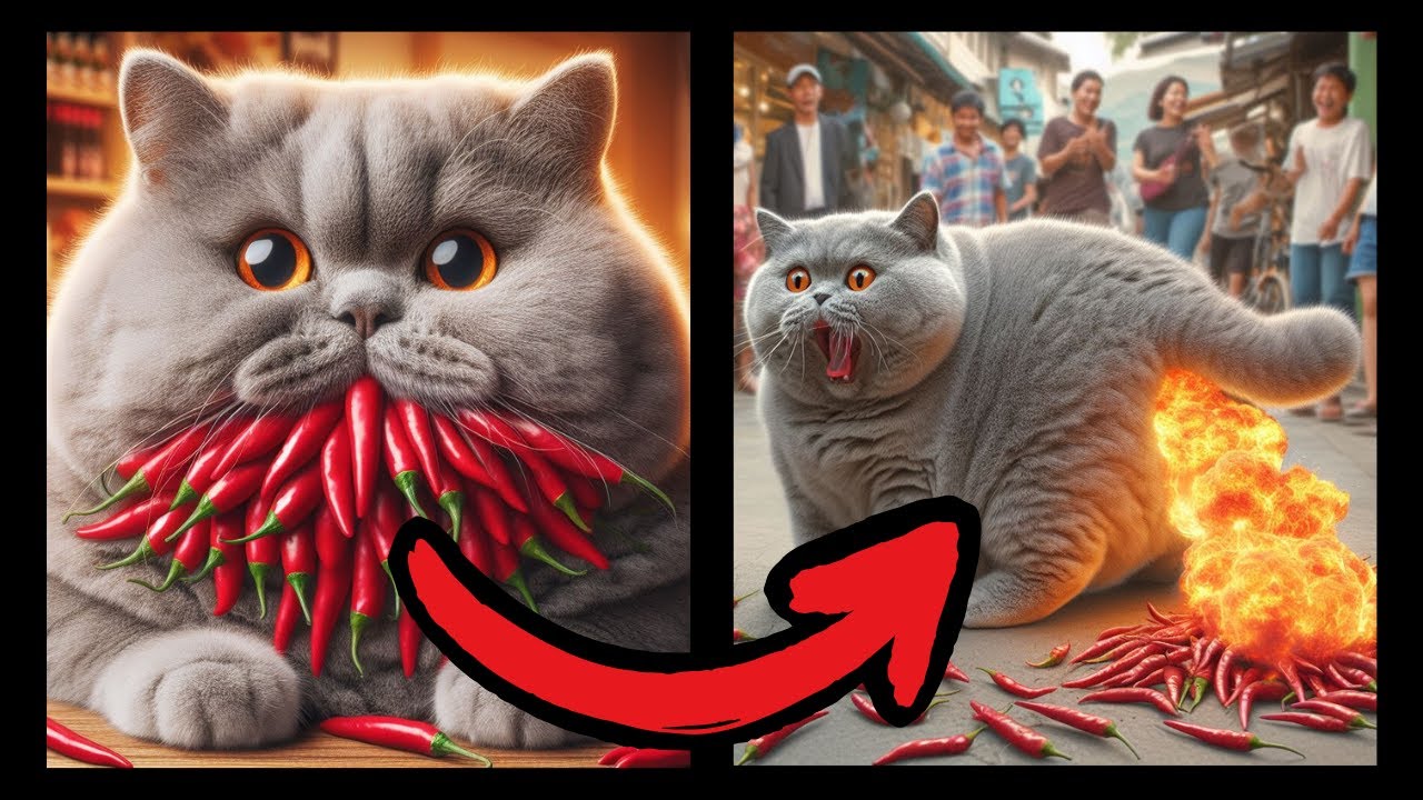 Cat eats hot chilli and pays the price! 🌶🔥 #cats #story #cute - YouTube