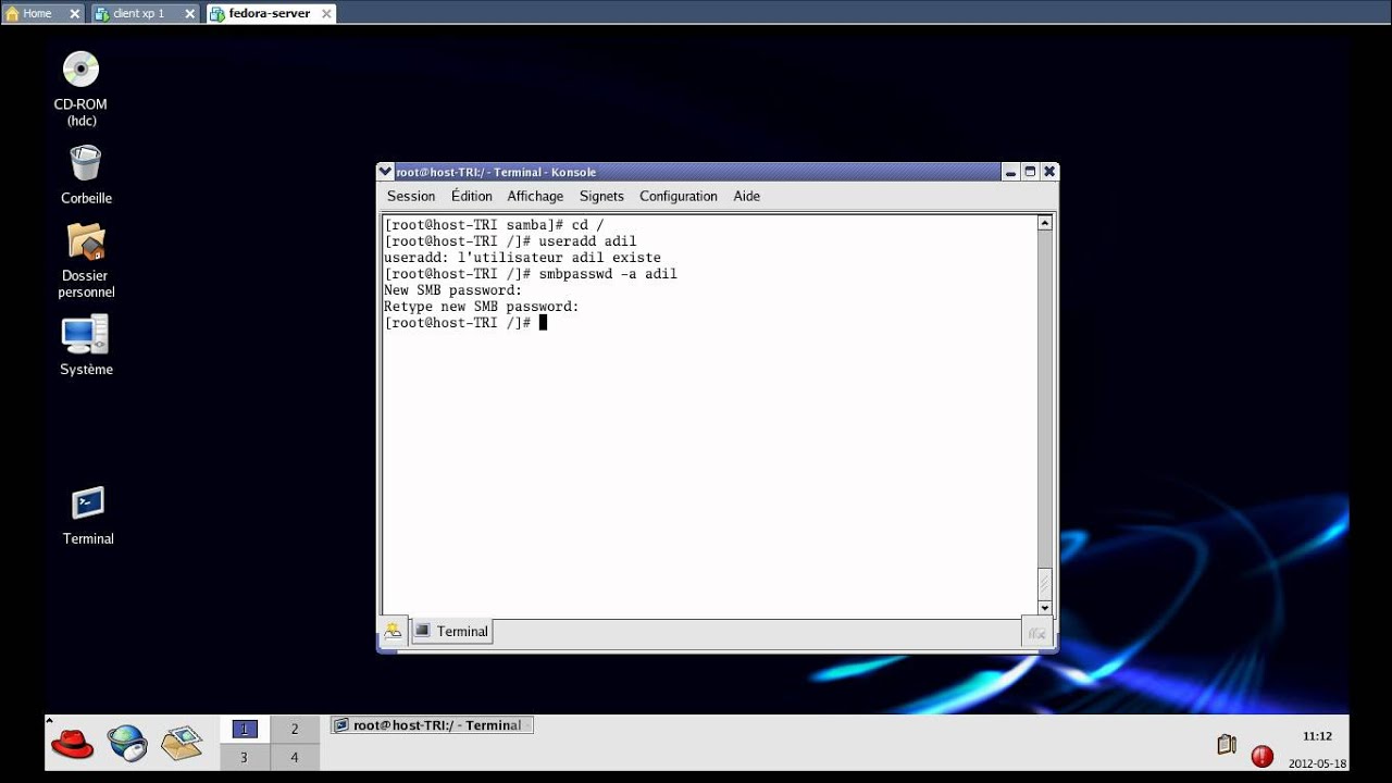 la configuration de serveur samba sous fedora - YouTube