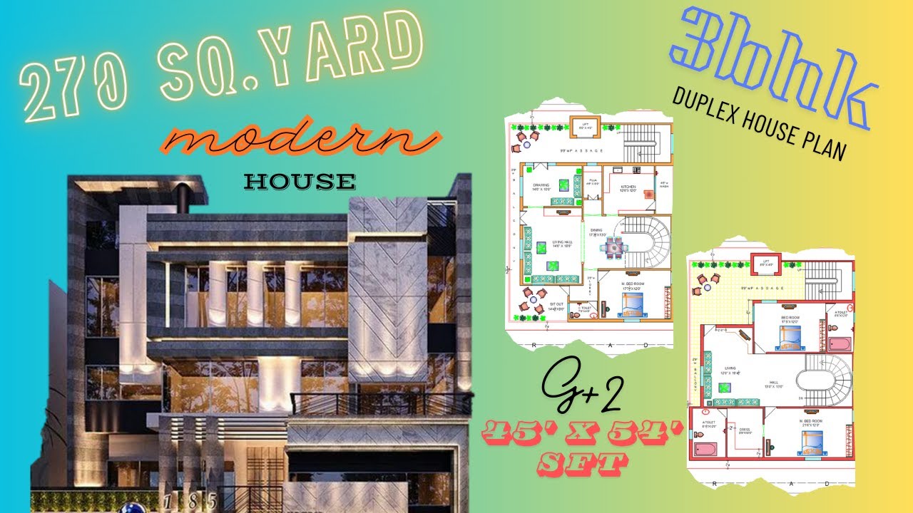 270 SQ YARD 3BHK DUPLEX | WEST FACING VAASTU PLAN | 45 X 54 SFT ...