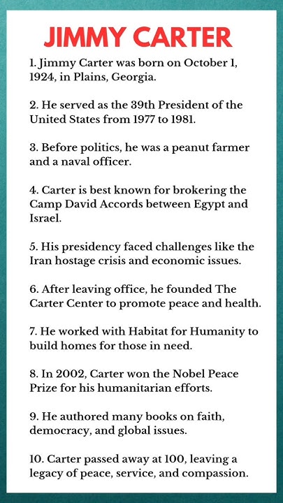 10 Key Lines on Jimmy Carter: A Life of Service and Leadership | Essay ...