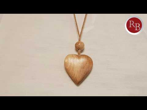 Evde Ahşap Oymacılığı, WOOD CARVING WOODEN HEART PENDANT - AHŞAP OYMA KALP KOLYE