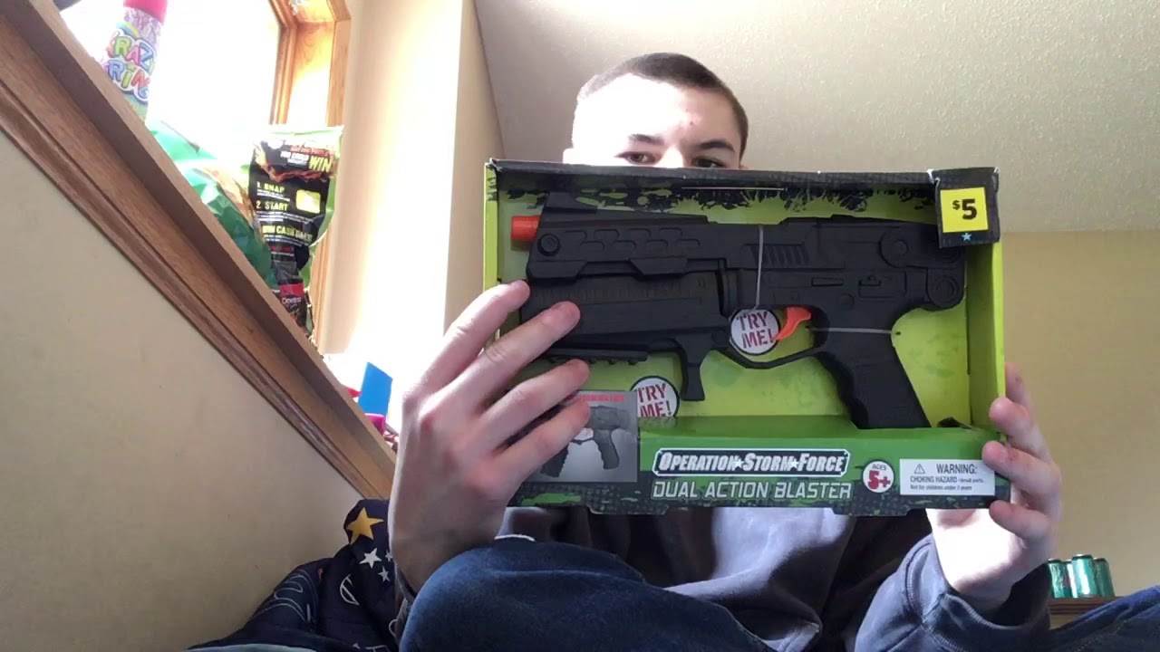 Dual action blaster toy gun unboxing - YouTube