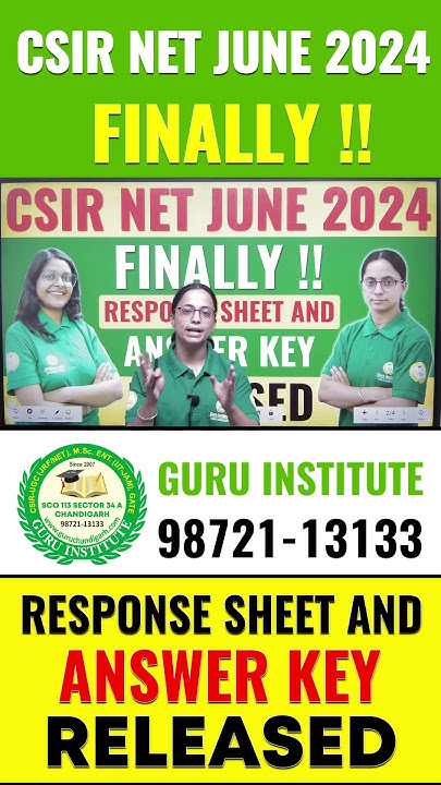 CSIR NET June 2024 Response Sheet & Answer Key – Official Release! #csirnet #guruinstitute - YouTube