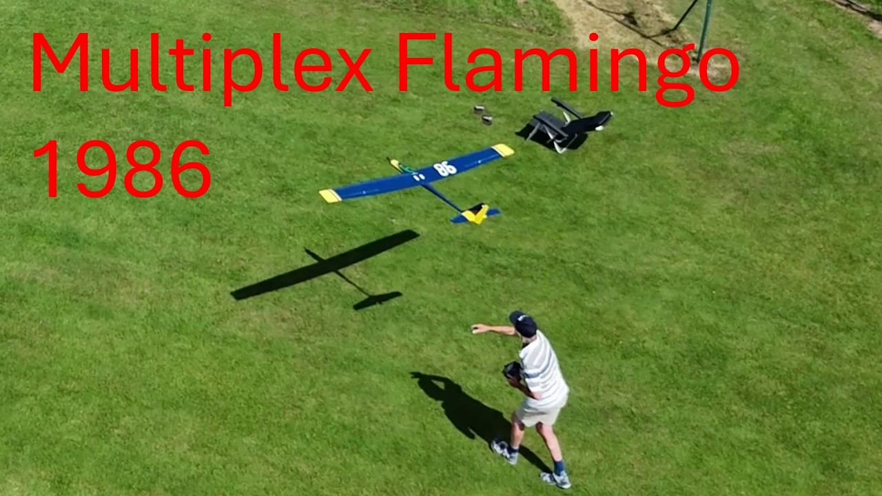 1986 vintage RC glider multiplex Flamingo : drone footage - YouTube