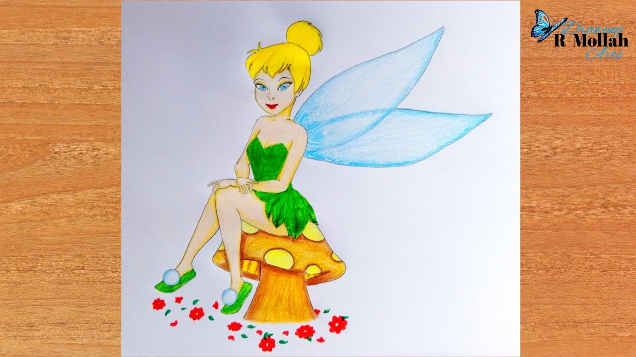 How to draw Tinkerbell Fairy full body - Disney Princess sketch|step by ...