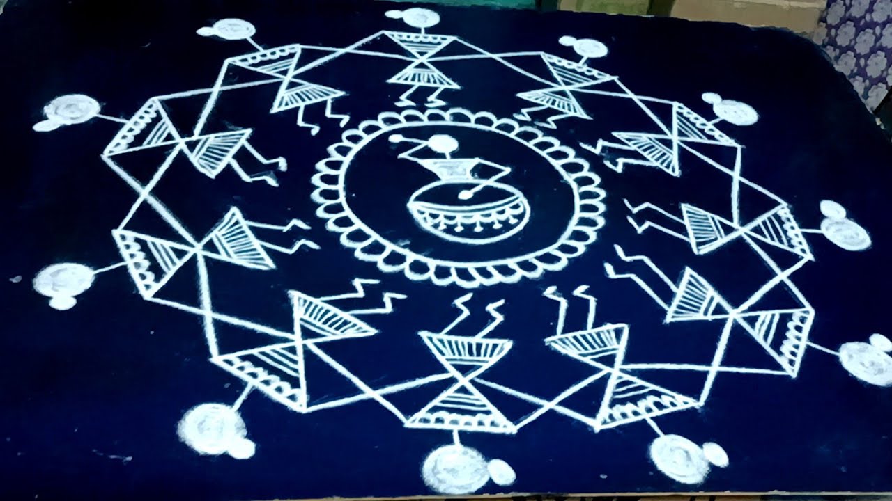 Indian Folk art rangoli design / DIY Rangoli art / Folk dance rangoli ...