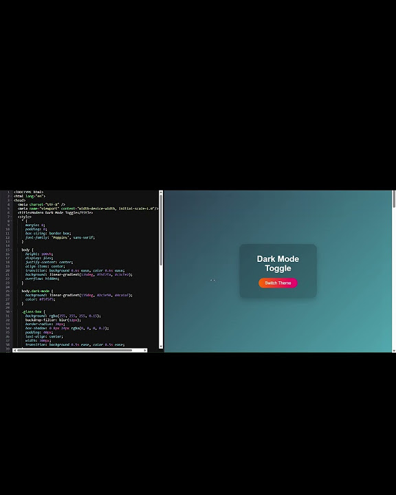 Dark Mode Toggle Using HTML, CSS & JavaScript | Modern UI Design Tutorial#tricky_knowledge # ...