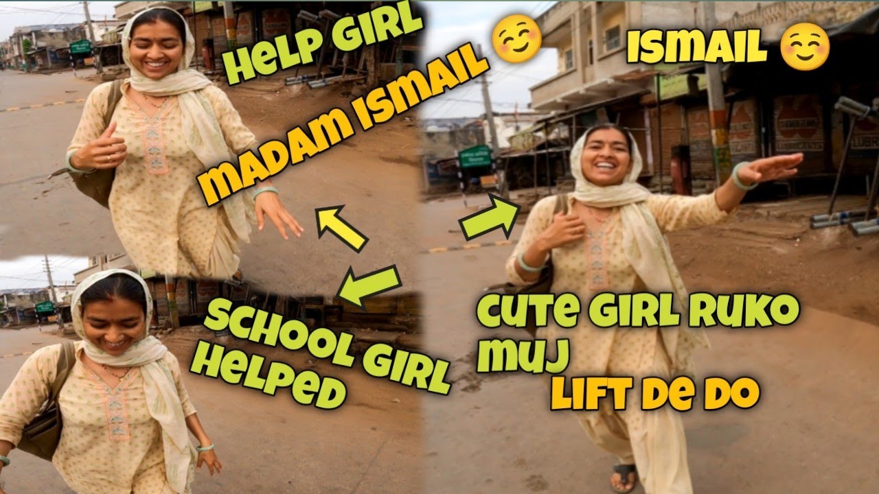 school girl helped !!! please 🤠 cute girl on city help girl ☺️ ? school ...
