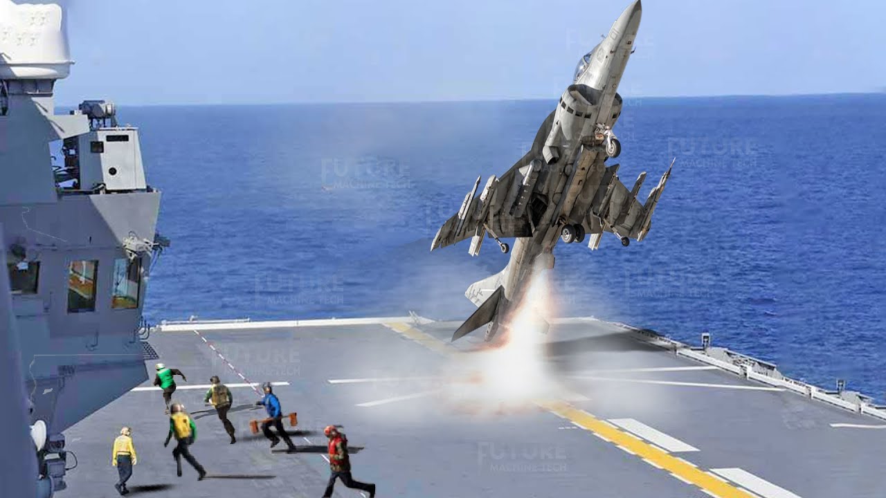 Av 8b Harrier Ii Showing The Insane Jump On Aircraft Carrier Youtube