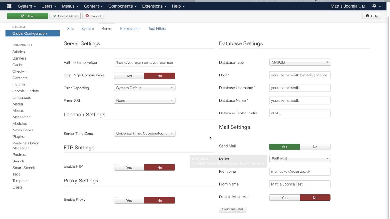 Joomla - system menu - YouTube