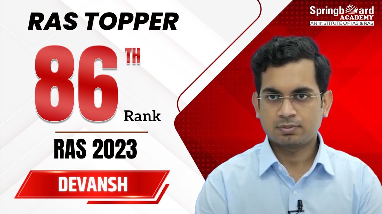 Mr. Devansh | RAS-2023 | Rank-86 | Mock Interview | SpringBoard Academy - YouTube