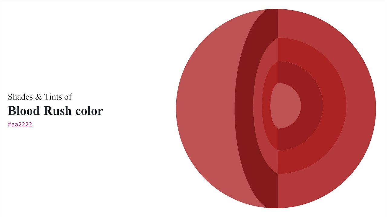 Shades & Tints of Blood Rush color #aa2222 A Warm Red color #971e1e ...