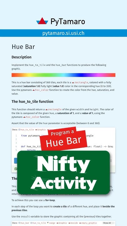 👩‍💻 Program a Hue Bar in #Python with #PyTamaro - YouTube