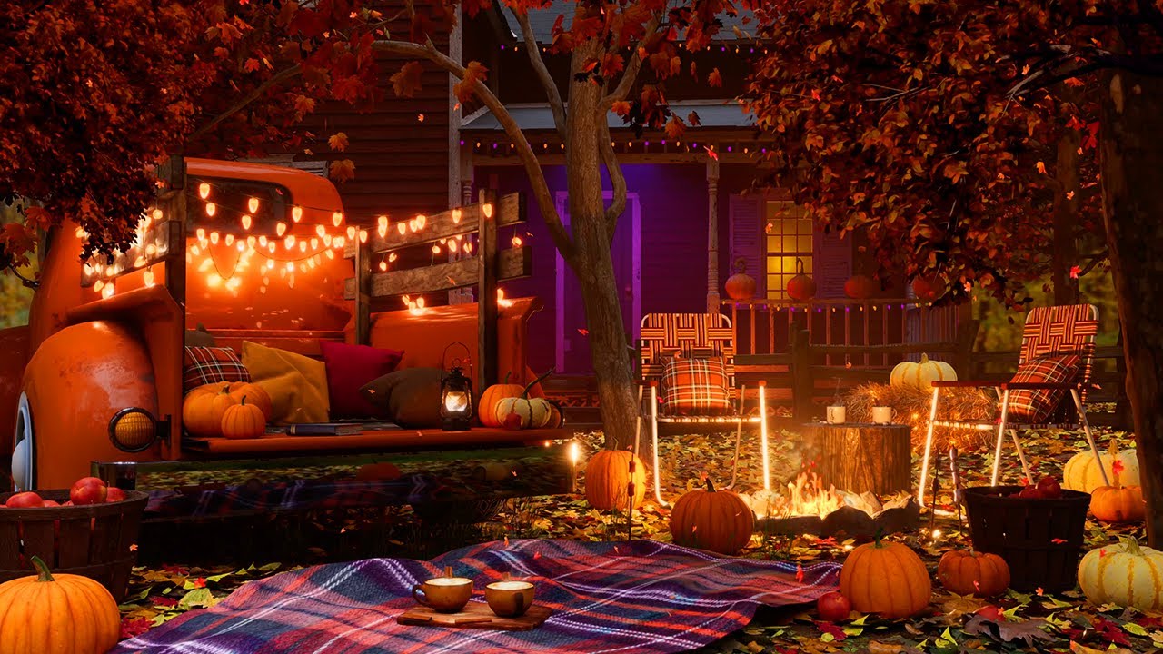 Cute Autumn House on the Corner: Autumn Nature Sounds Ambience ...