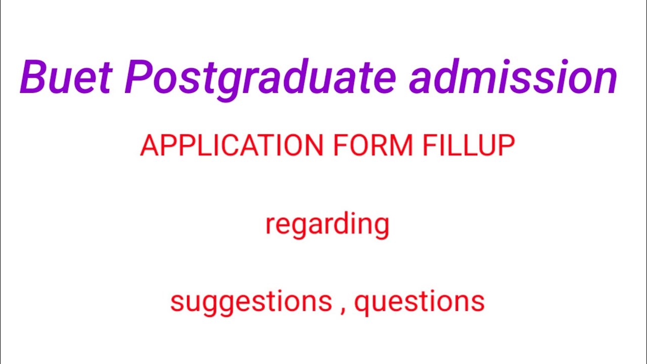 Buet Msc Admission Application Form fill up। @N00R007 #buet #buetmsc # ...