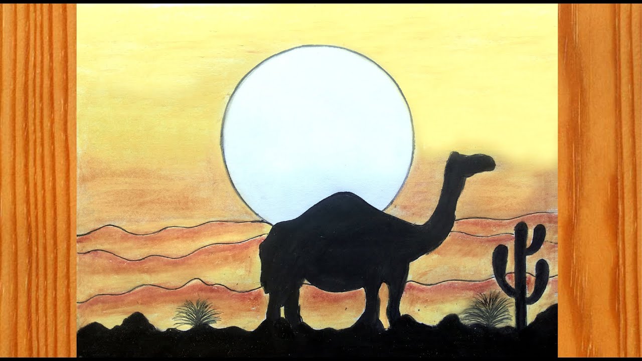 How to Draw Scenery of Desert Step by Step with Oil Pastels 🌵 Desert ...