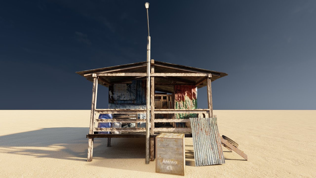 3D Full Furnished HUT Model Design for Games /// Blender 3.4 // MAX 23 ...