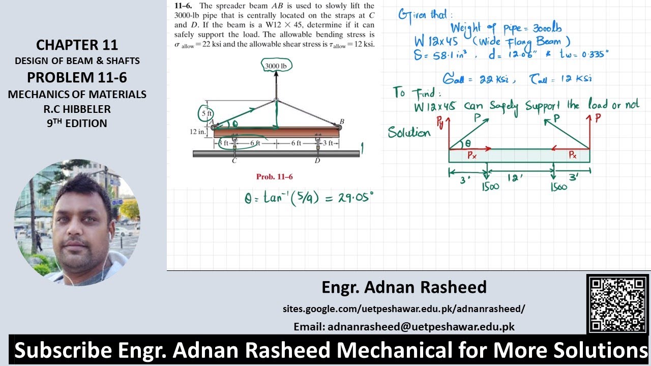 11-6 Design of beam and shaft| Mechanics of Materials RC Hibbeler - YouTube