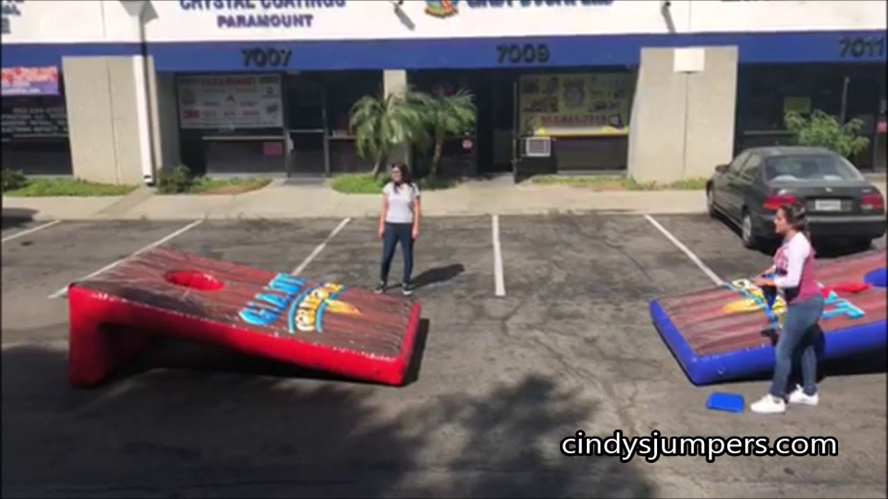 Giant Inflatable Corn Hole Game Rental by Cindy's Jumpers - YouTube