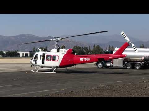Bell 205 helicopter start up&take off fire helicopter n216gh Brackett ...