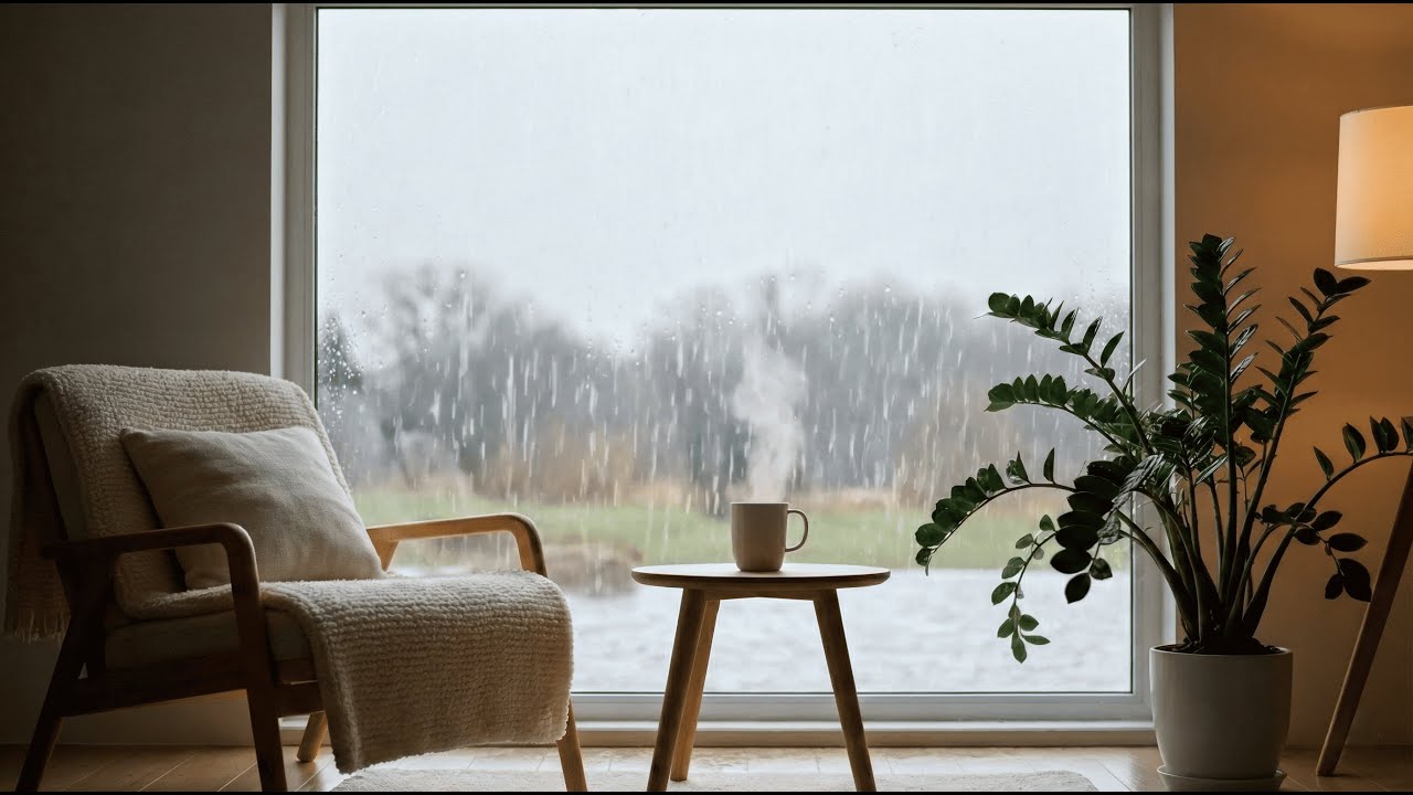 Cozy Rainy by the Window ☕ Heavy Rain & Steaming Tea | 10 Hours - YouTube