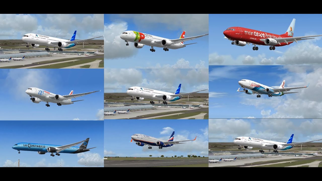 BOEING 787 & 737 TAKE OFF & LANDINGS FS9 HD 12 04 2020 - YouTube
