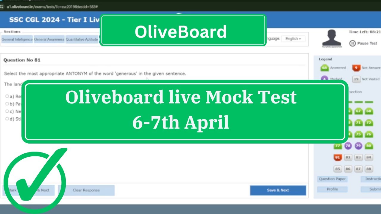 Attempting OliveBoard Live Mock Test | CGL Prelims | 6-7th April ...