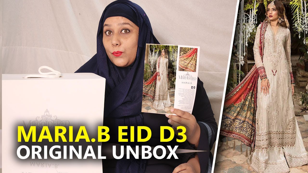Latest Maria B Eid Collection 2019 - Unboxing Ivory BD03 - Sara Clothes ...