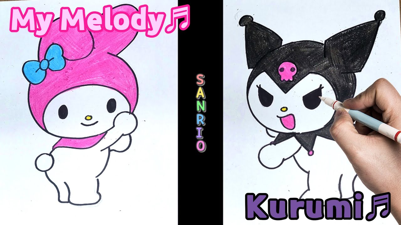 How to draw Kurumi & My Melody | Easy Drawing | Sanrio character - YouTube