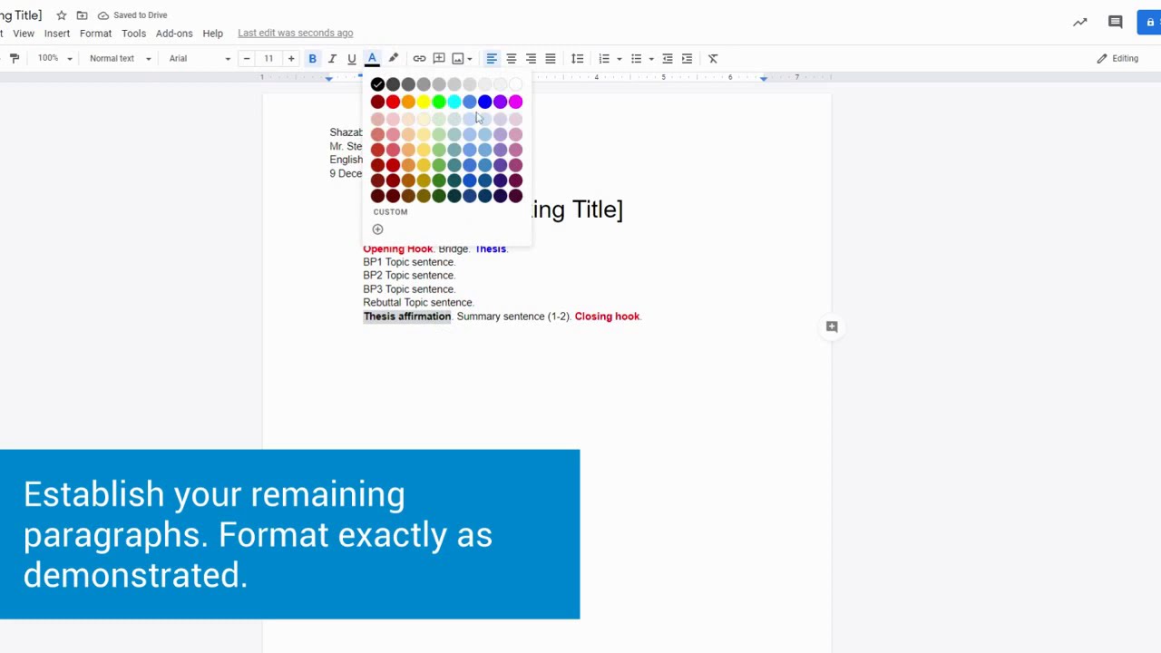 Set up your Argumentative Essay in Google Docs - YouTube