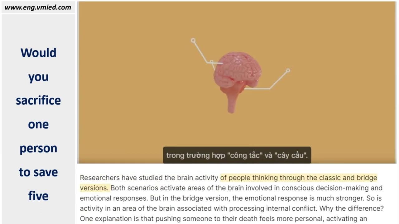 WOULD YOU SACRIFICE ONE PERSON TO SAVE FIVE | LUYỆN NGHE TIẾNG ANH NÂNG ...