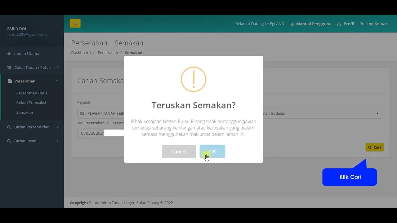 PgLAND - Semakan Permohonan Perserahan Urusan-Urusan Berkaitan Tanah Secara Dalam Talian - YouTube