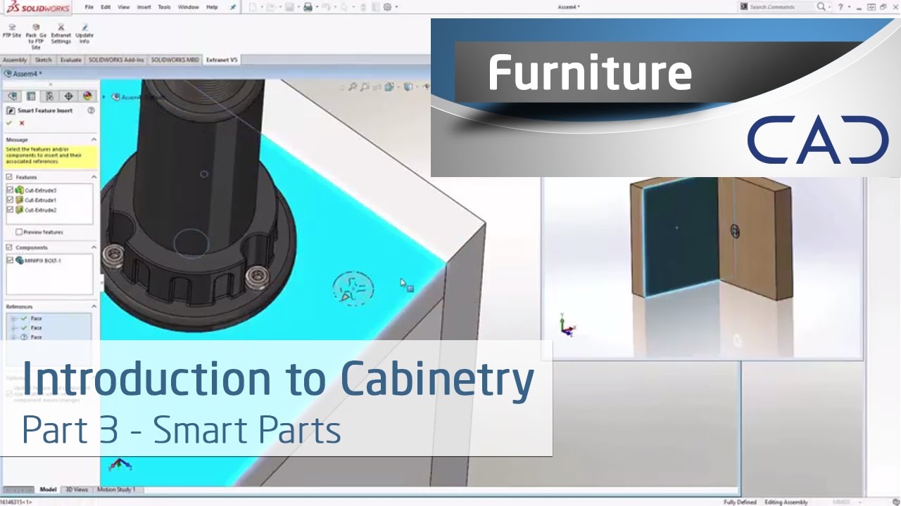Introduction To Cabinetry Within SolidWorks Part 3: Smart Parts - YouTube