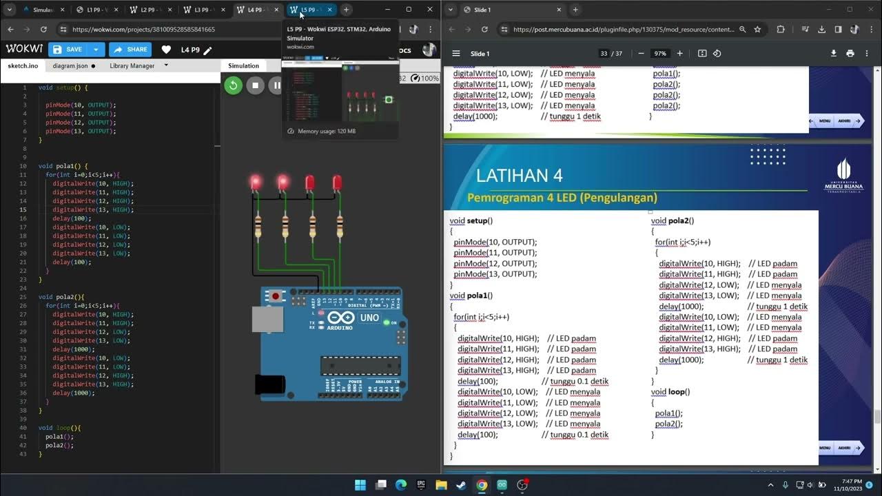 Q9 SIMULASI ARDUINO dengan LED DAN PUSH BUTTON MENGGUNAKAN WOKWI - YouTube