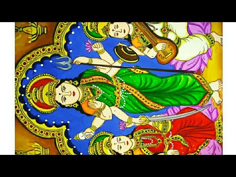 Beautiful painting of Tridevi / how to draw and paint Maa Durga, laxmi ...